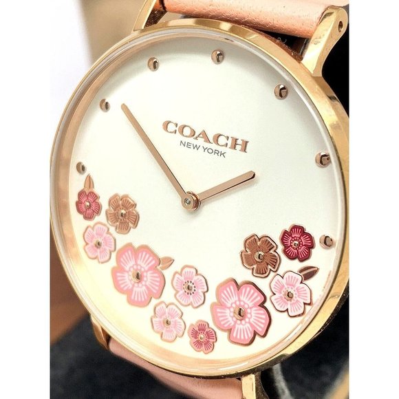 Coach | Accessories | Coach Womens Watch Floral Perry Blush Leather ...
